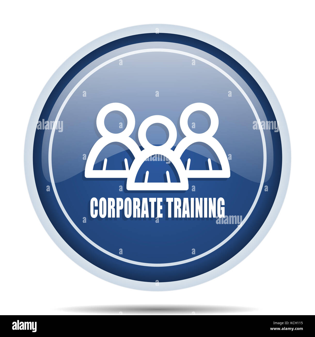 Corporate training blue round web icon. Circle isolated internet button ...