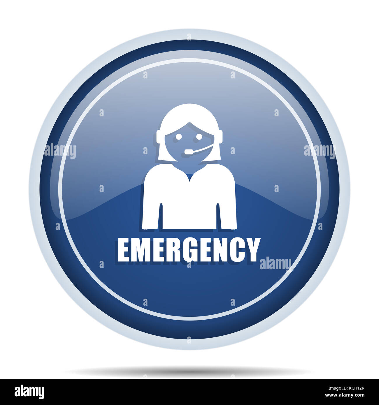 Emergency blue round web icon. Circle isolated internet button for ...