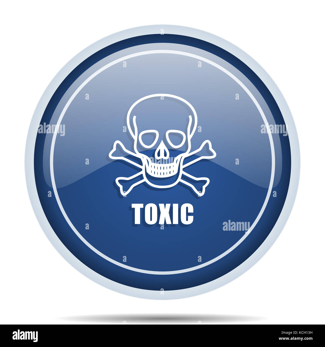 Toxic skull blue round web icon. Circle isolated internet button for ...