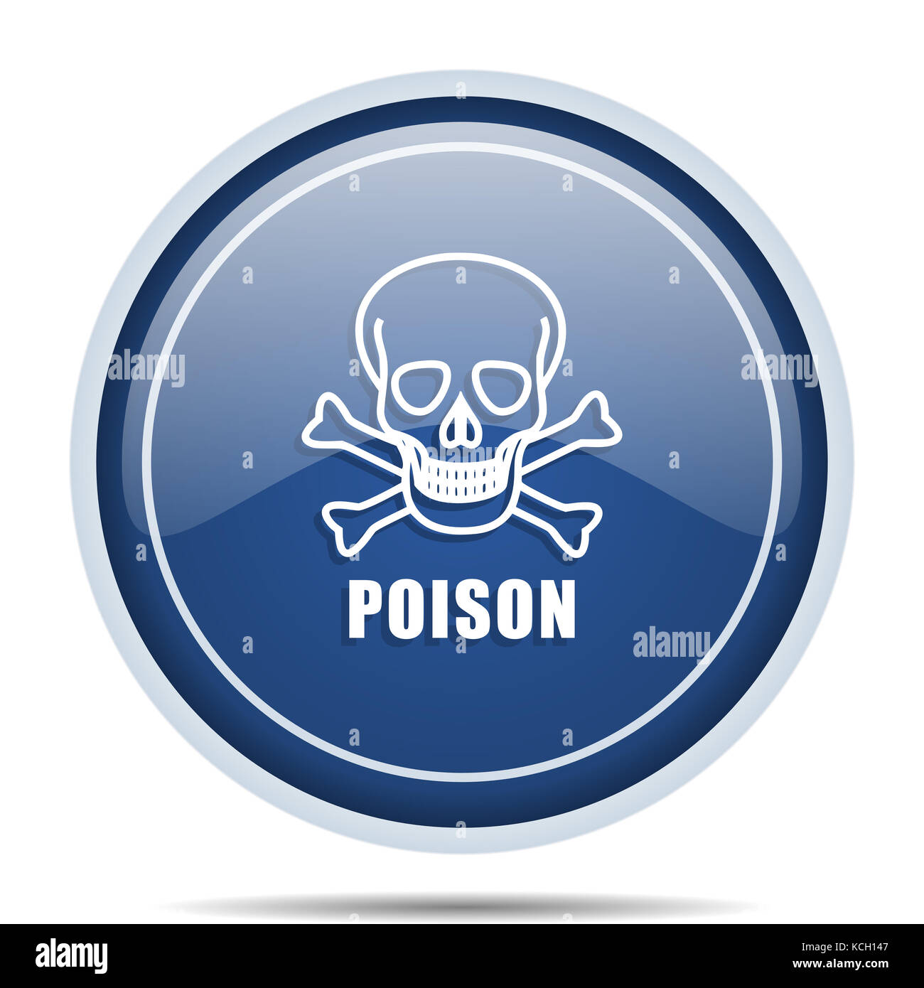 Poison skull blue round web icon. Circle isolated internet button for ...