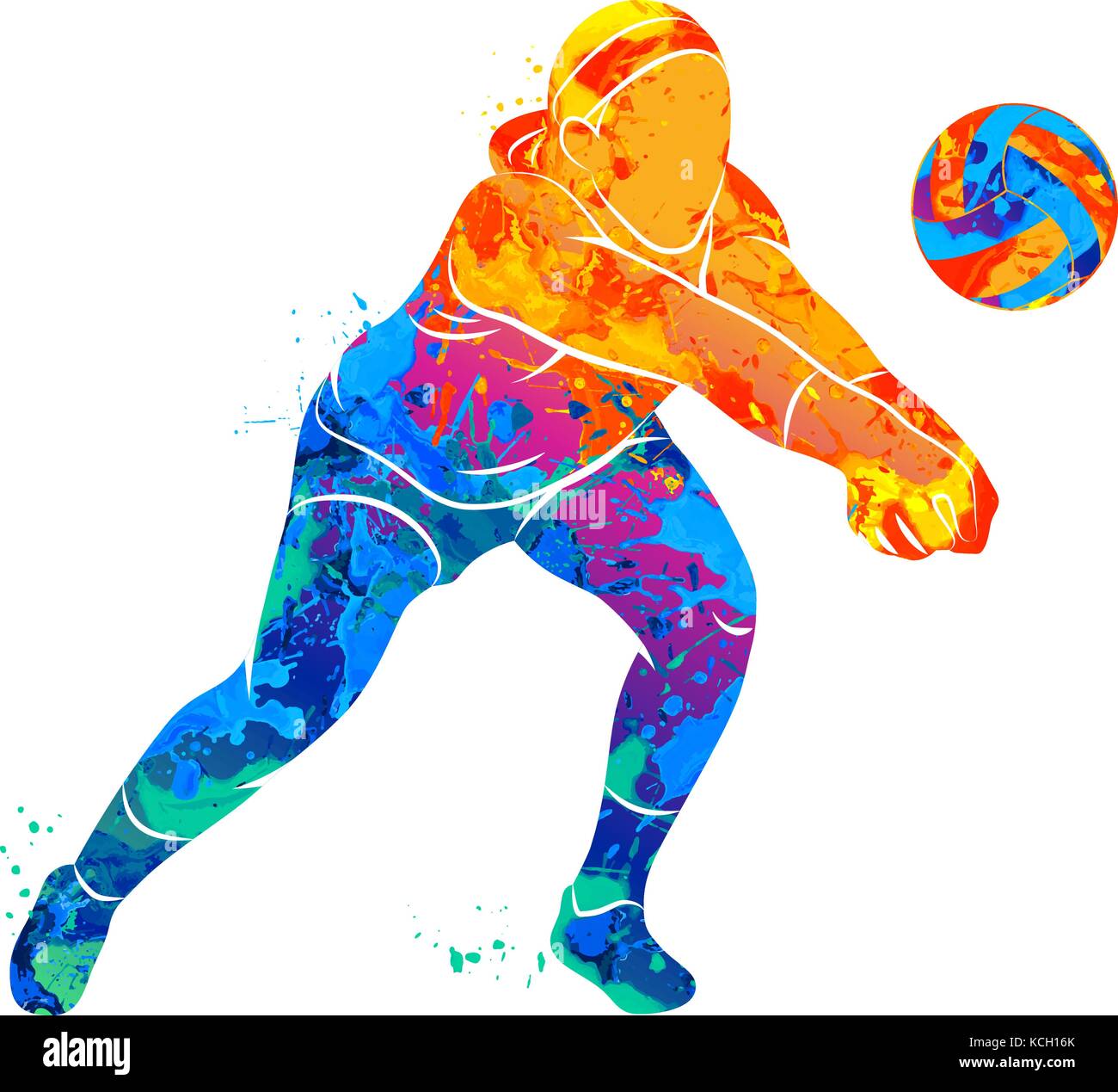 Abstract volleyball player Stock Vector Art & Illustration, Vector ...