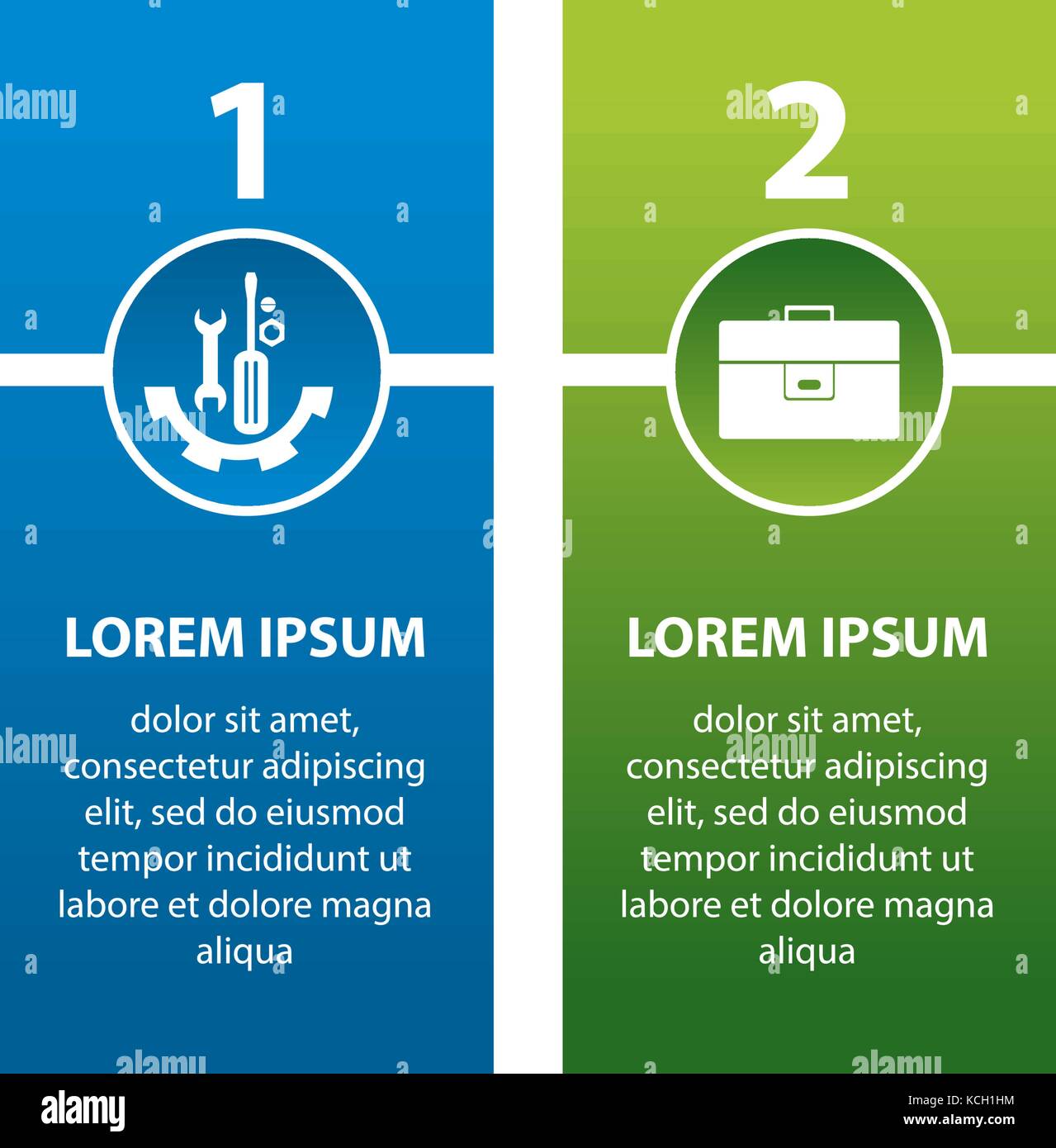 Vector illustration. An infographic template with 2 steps and an image ...