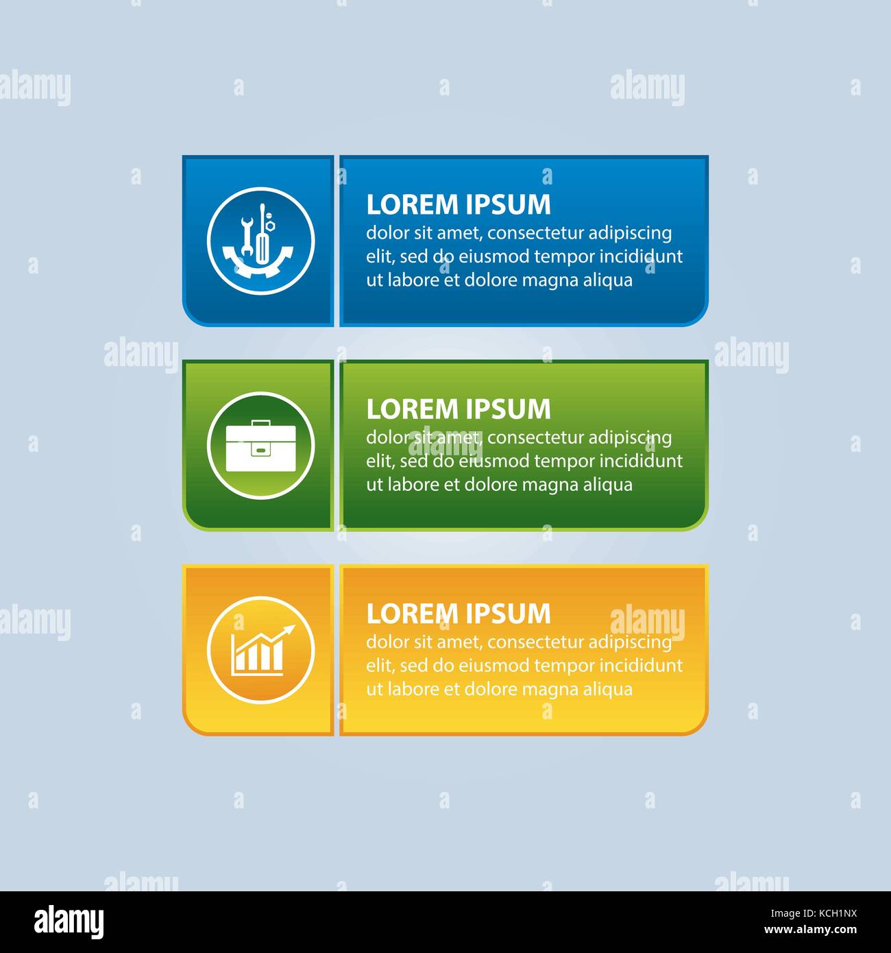Vector illustration. An infographic template with 3 steps and an image ...