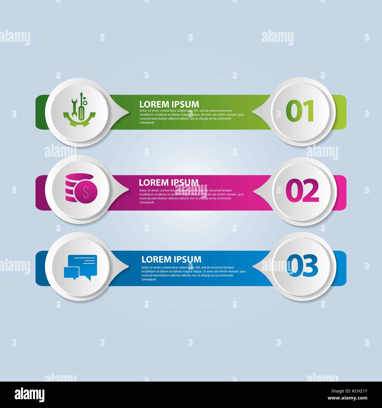 Vector illustration. An infographic template with 3 steps and an image ...