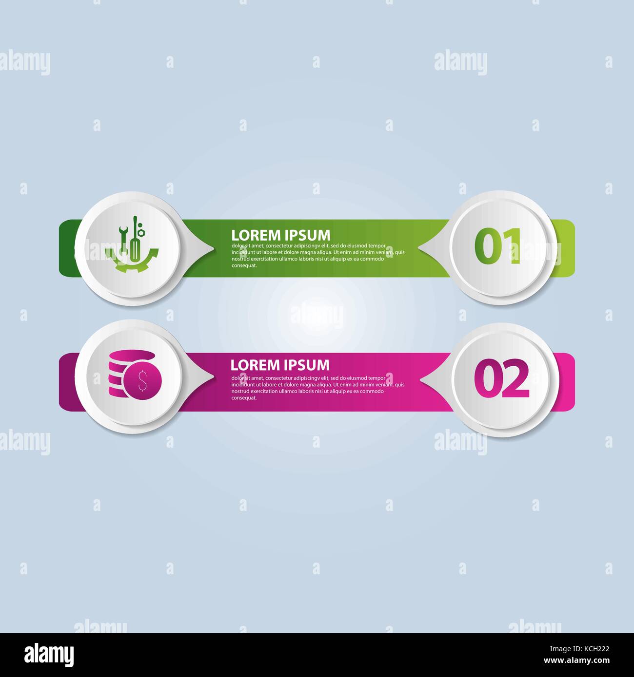 Vector illustration. An infographic template with 2 steps and an image ...