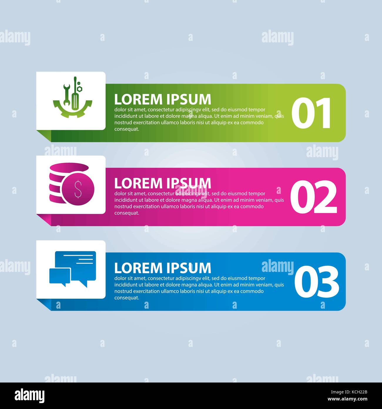 Vector illustration. An infographic template with 3 steps and an image ...
