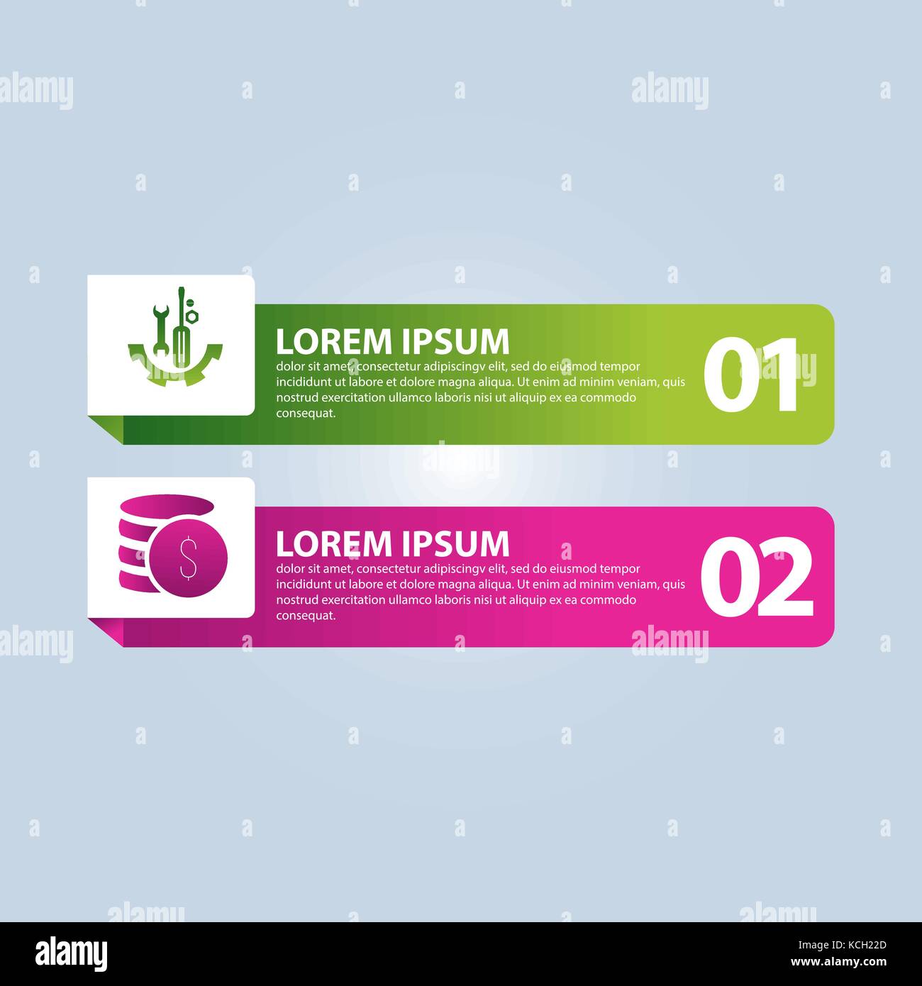 Vector illustration. An infographic template with 2 steps and an image ...