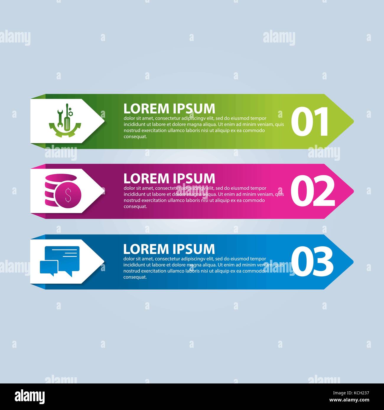 Vector illustration. An infographic template with 3 steps and an image ...