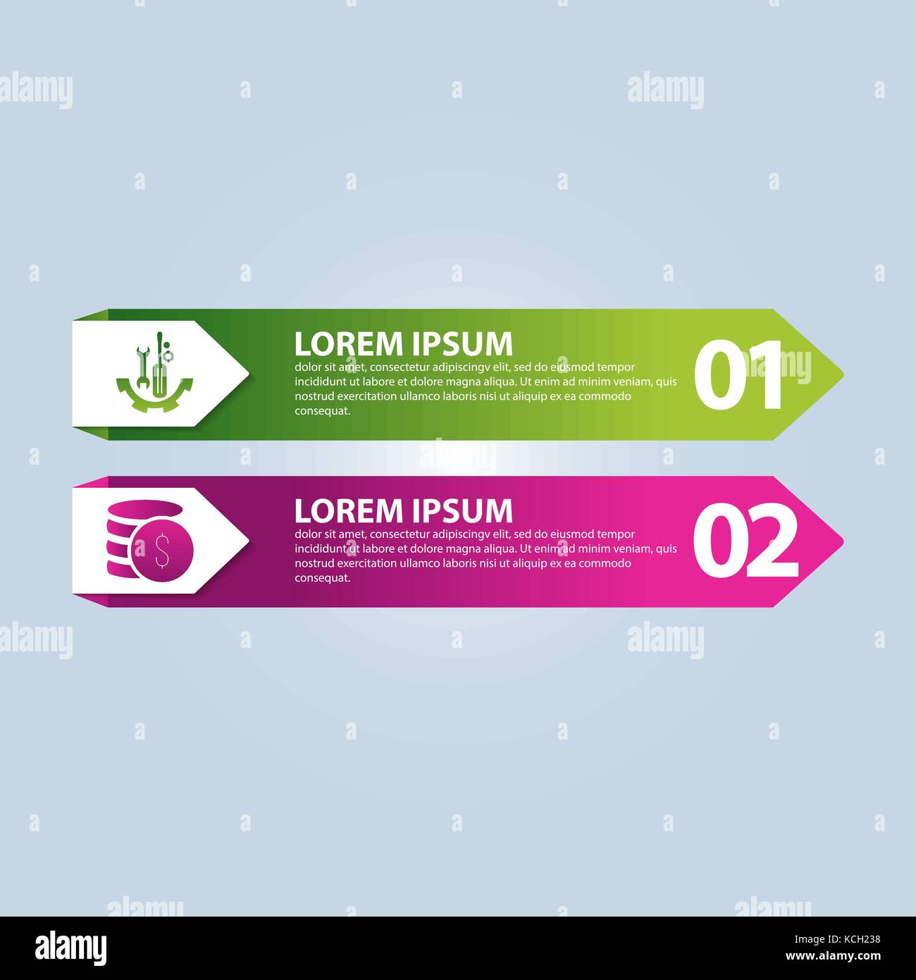 Vector illustration. An infographic template with 2 steps and an image ...