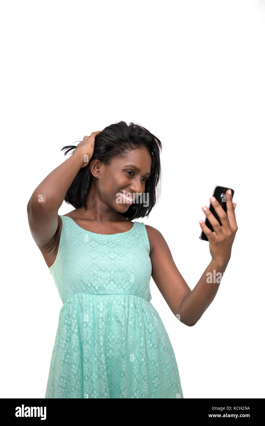 Selfie picture pose smile cellphone hi-res stock photography and images ...
