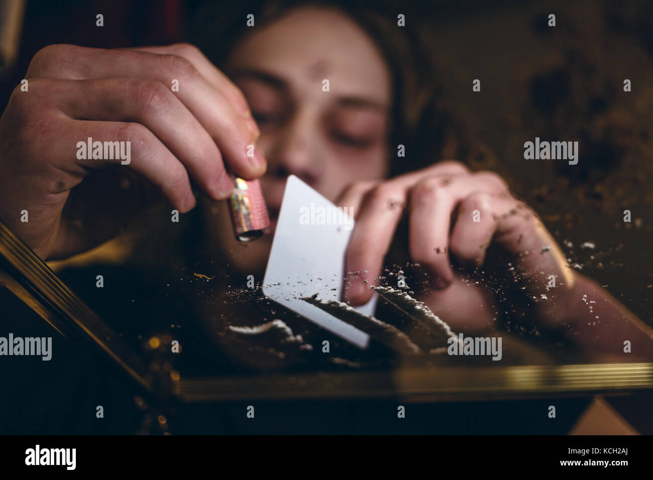 Close Up Young Man Snorting Cocaine High Resolution Stock Photography ...