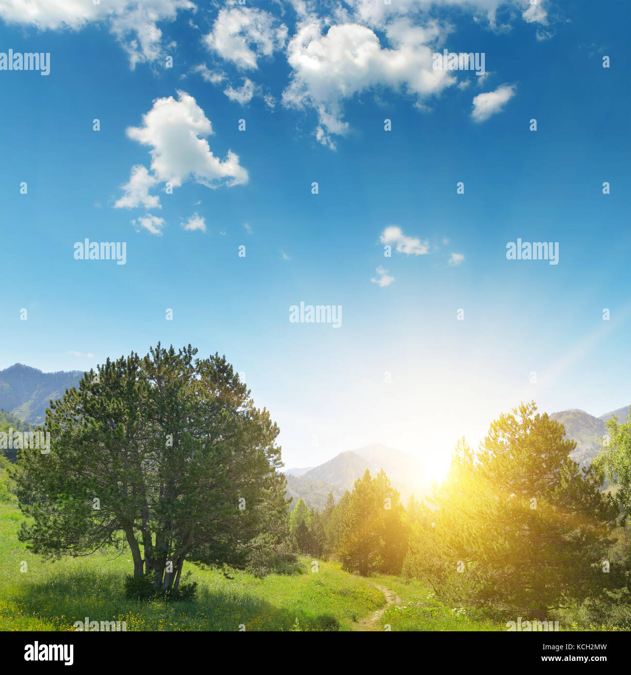 Beautiful sunrise in the mountains Stock Photo - Alamy