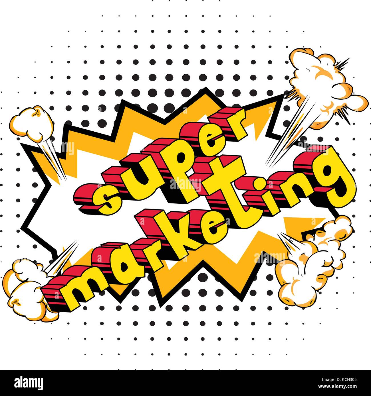 Super Marketing - Comic book style word on abstract background Stock ...