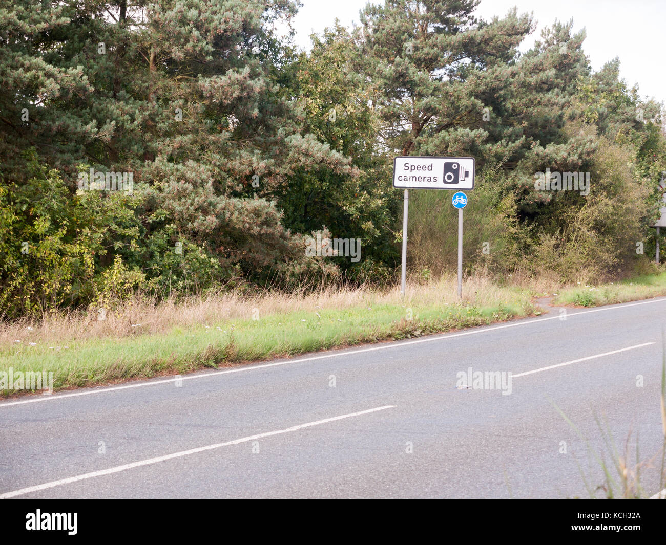 road sign speed camera black and white warning; Essex; England; UK ...