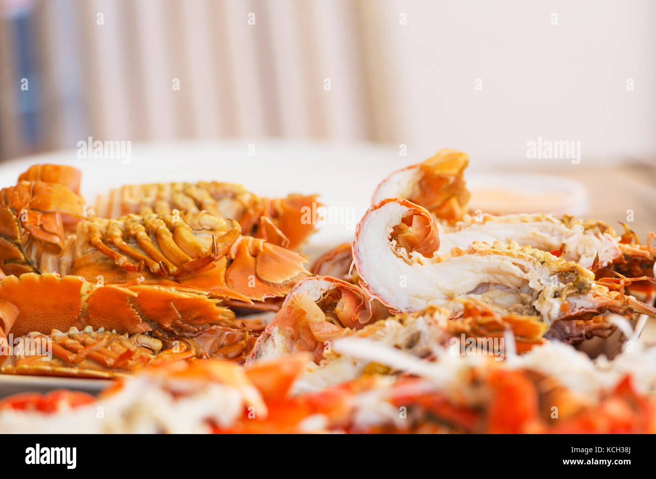 Seafood platter of Moreton Bay Bugs and other crustacea for outdoor ...