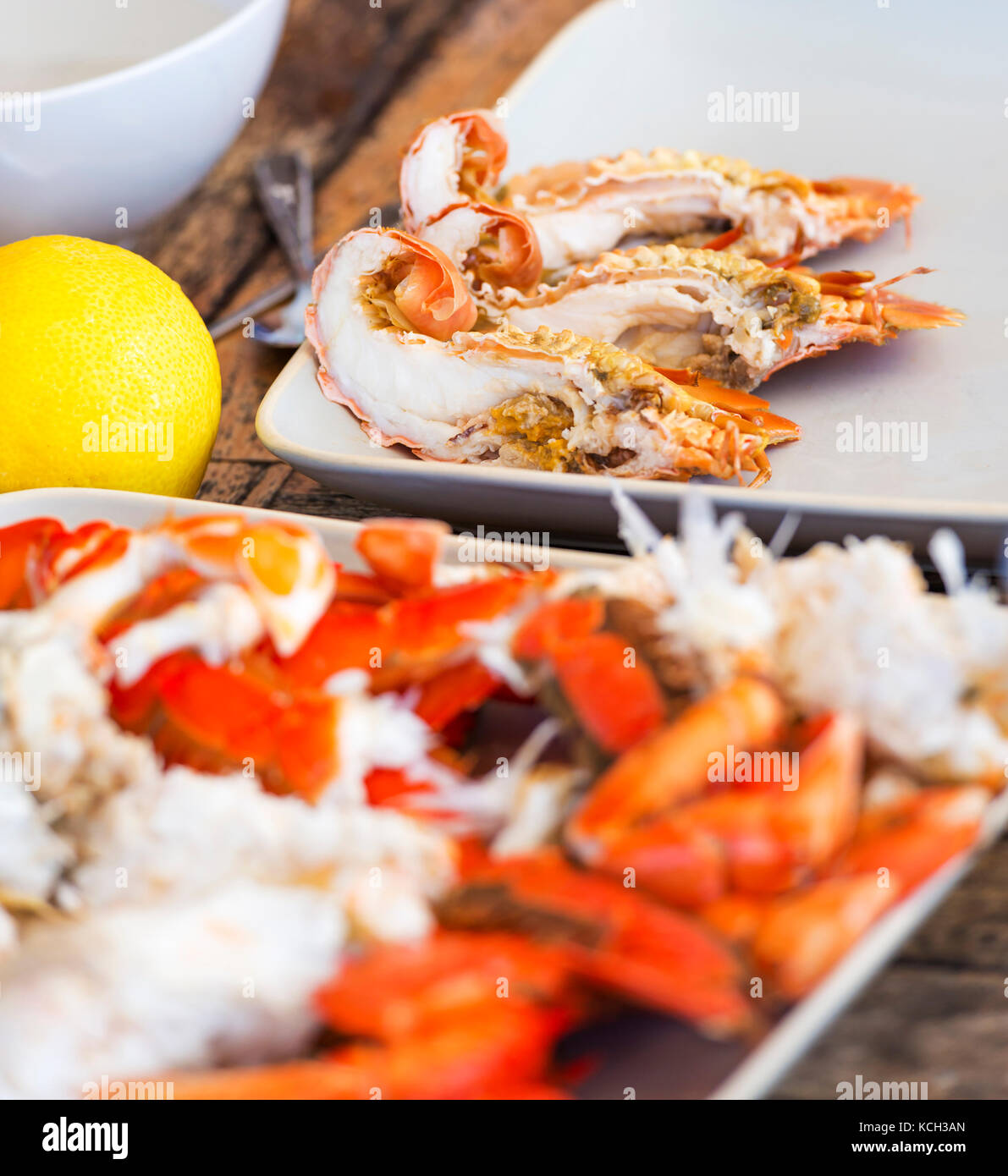 Australian seafood platter lunch of crab and Moreton Bay bugs Stock ...