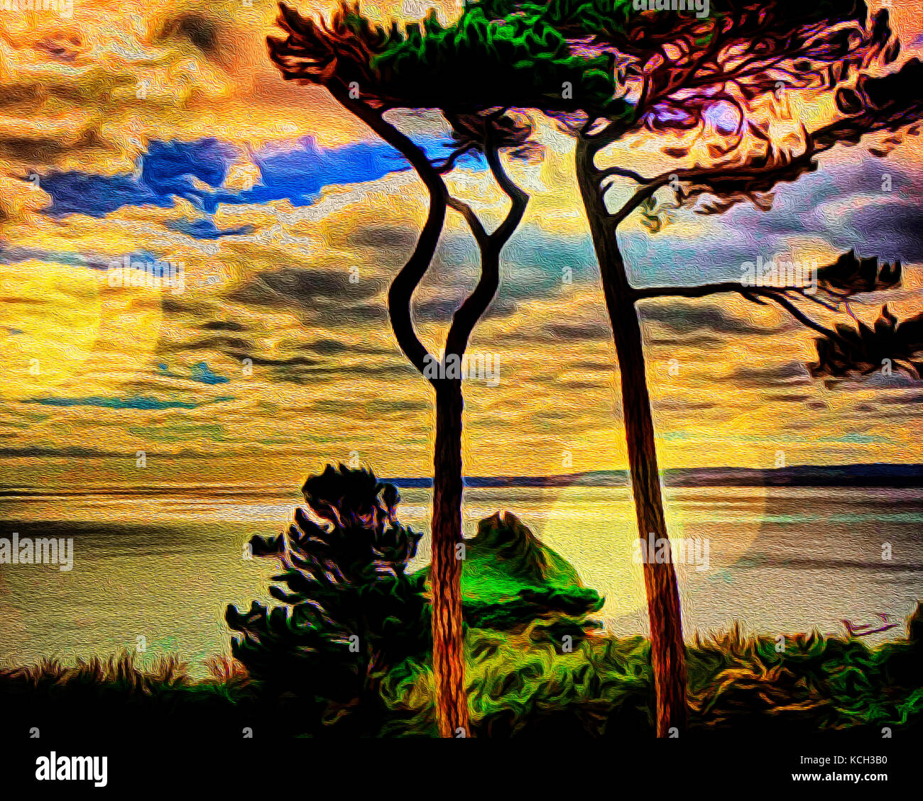 DIGITAL ART: Thatcher Rock, Torquay, Devon, Great Britain Stock Photo ...