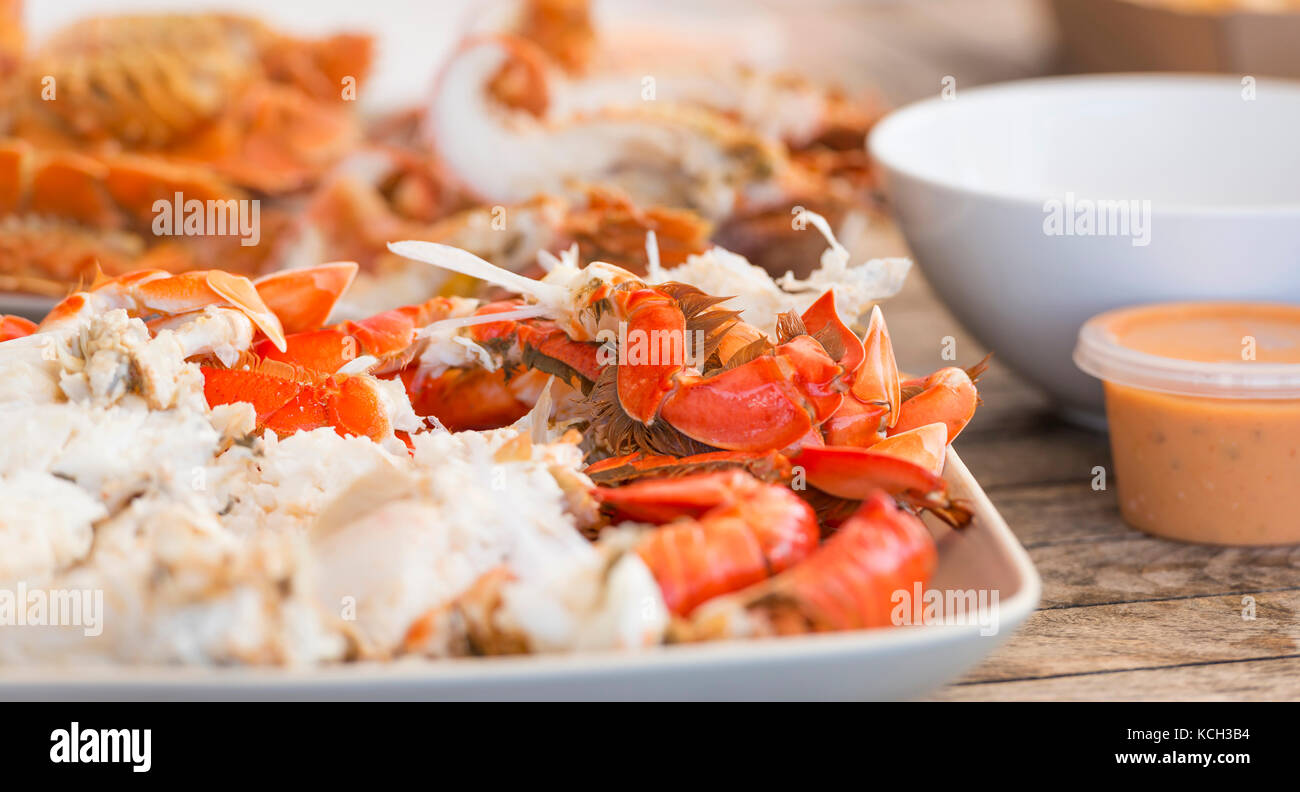 Australian seafood platter lunch of crab and Moreton Bay bugs Stock ...