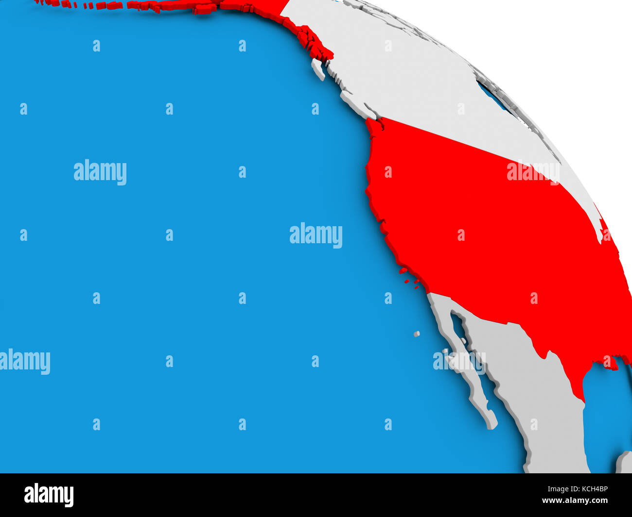Illustration of USA highlighted in red on globe. 3D illustration Stock ...