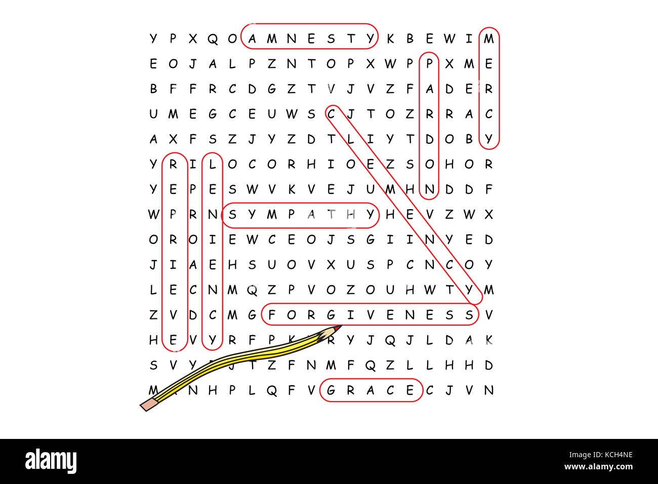 Word search puzzle with red pencil finding forgiveness and related ...