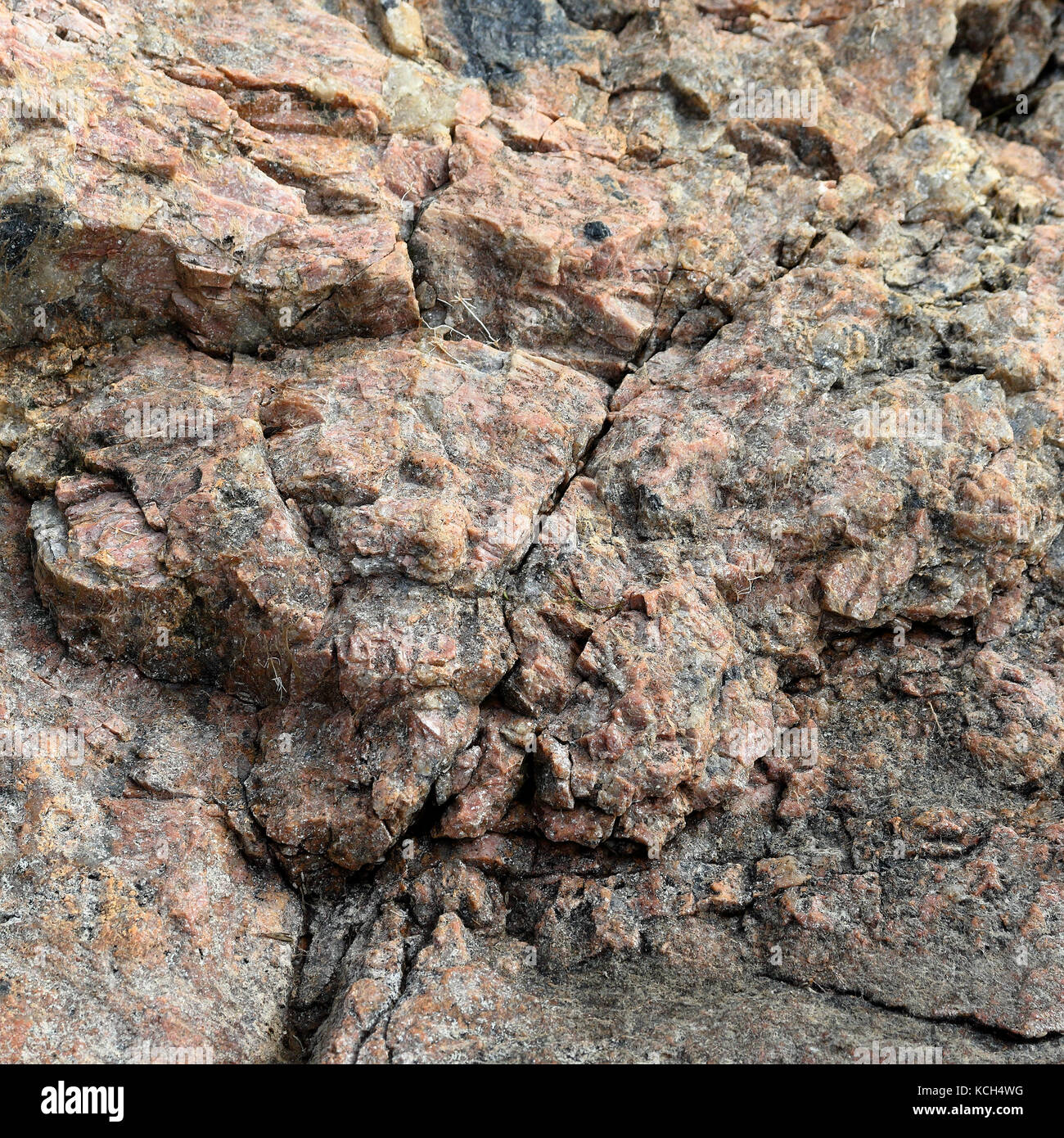 Closeup of Red and black granite view with multiple rock faces Stock ...