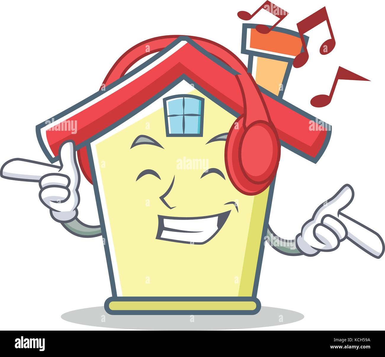 Listening music house character cartoon style Stock Vector Image & Art ...