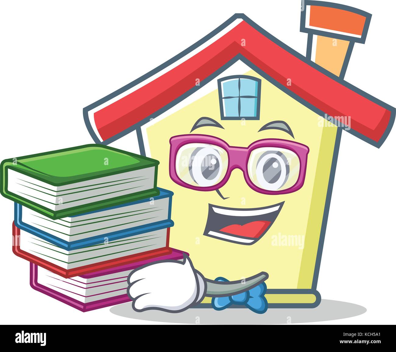 Student with book house character cartoon style Stock Vector Image ...