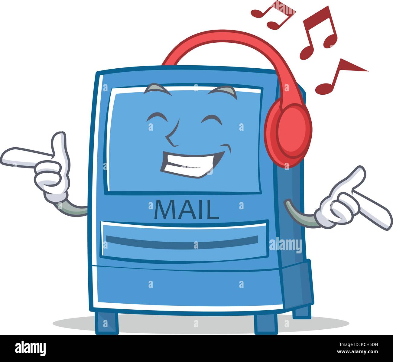 Listening music mailbox character cartoon style Stock Vector Image ...