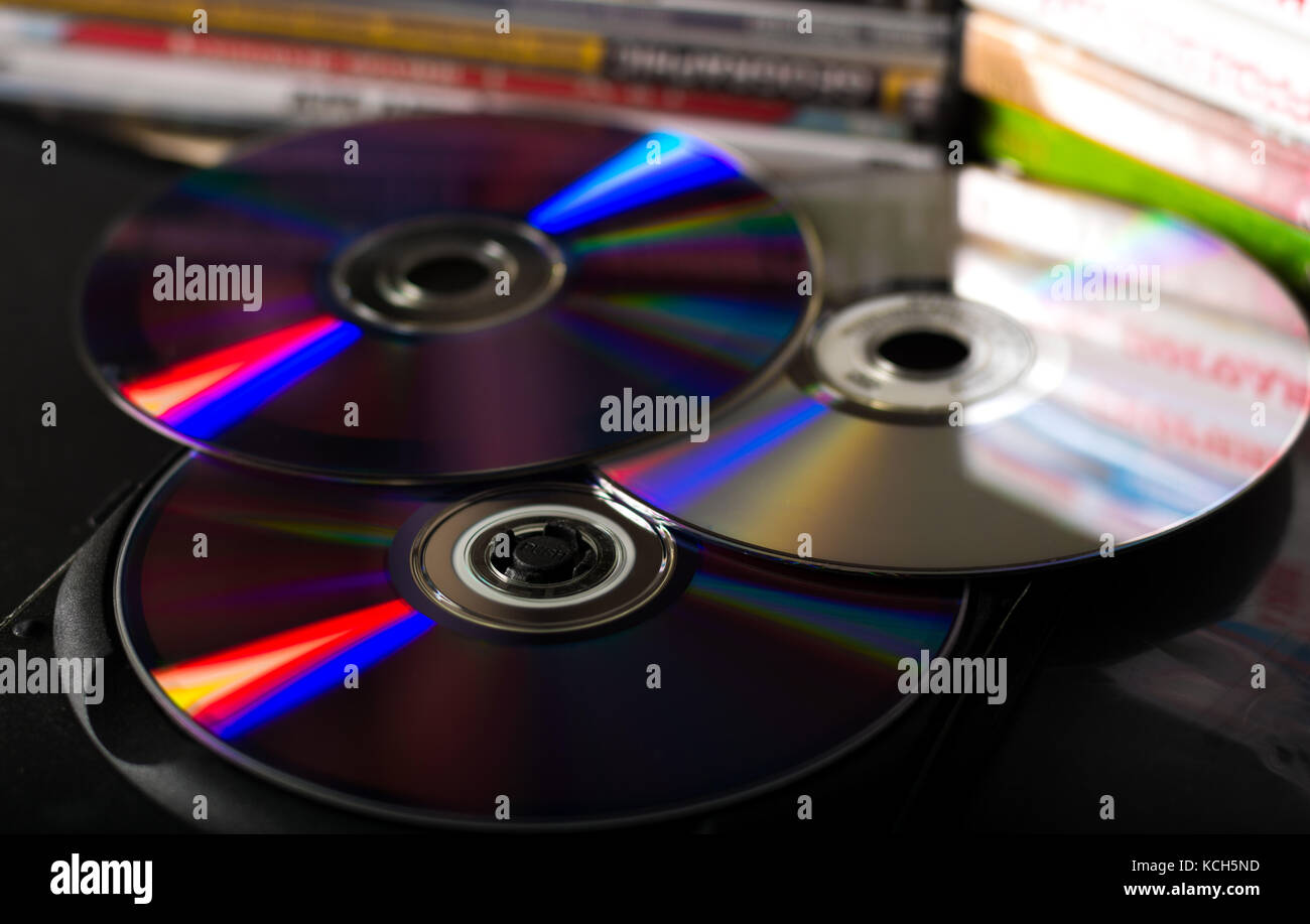 Compact discs and disc boxes Stock Photo - Alamy