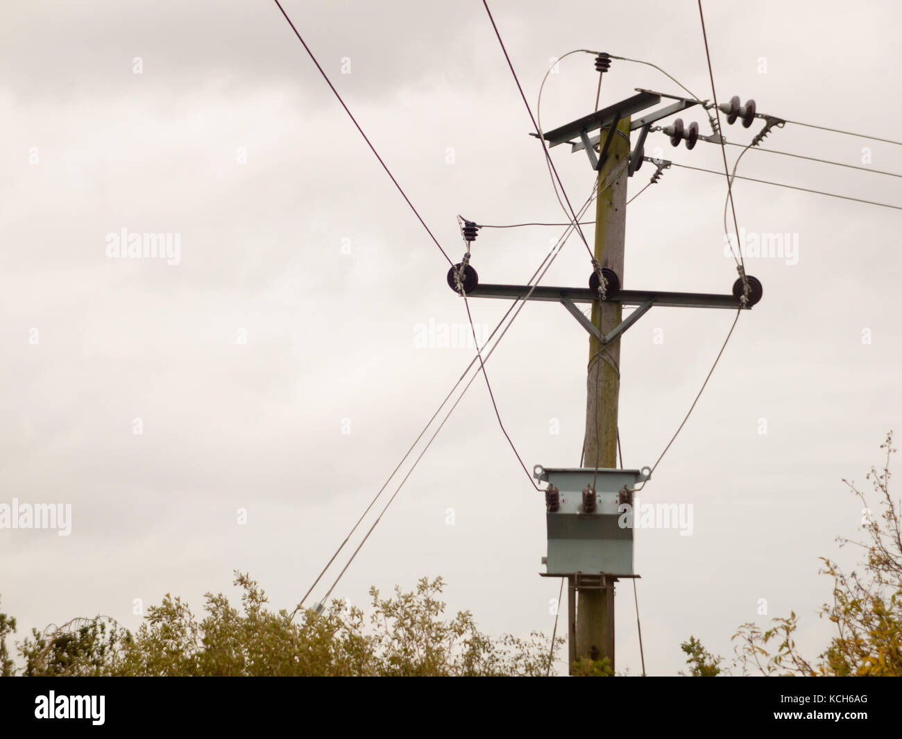 electrical cables over head power supply sky; essex; england; uk Stock ...