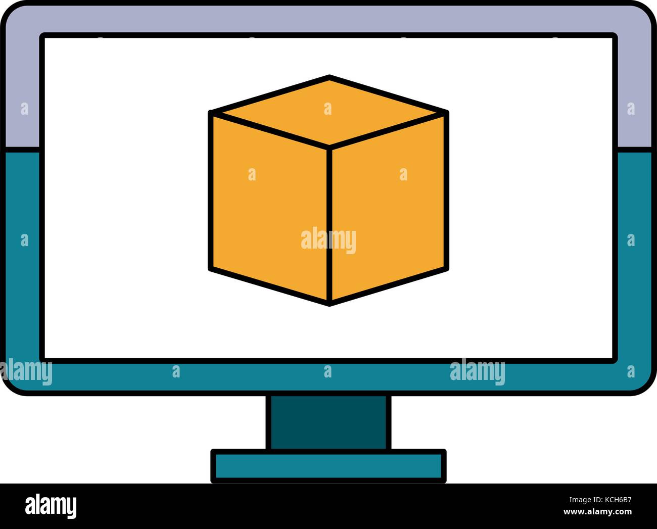 computer with cube on screen icon image Stock Vector Image & Art - Alamy