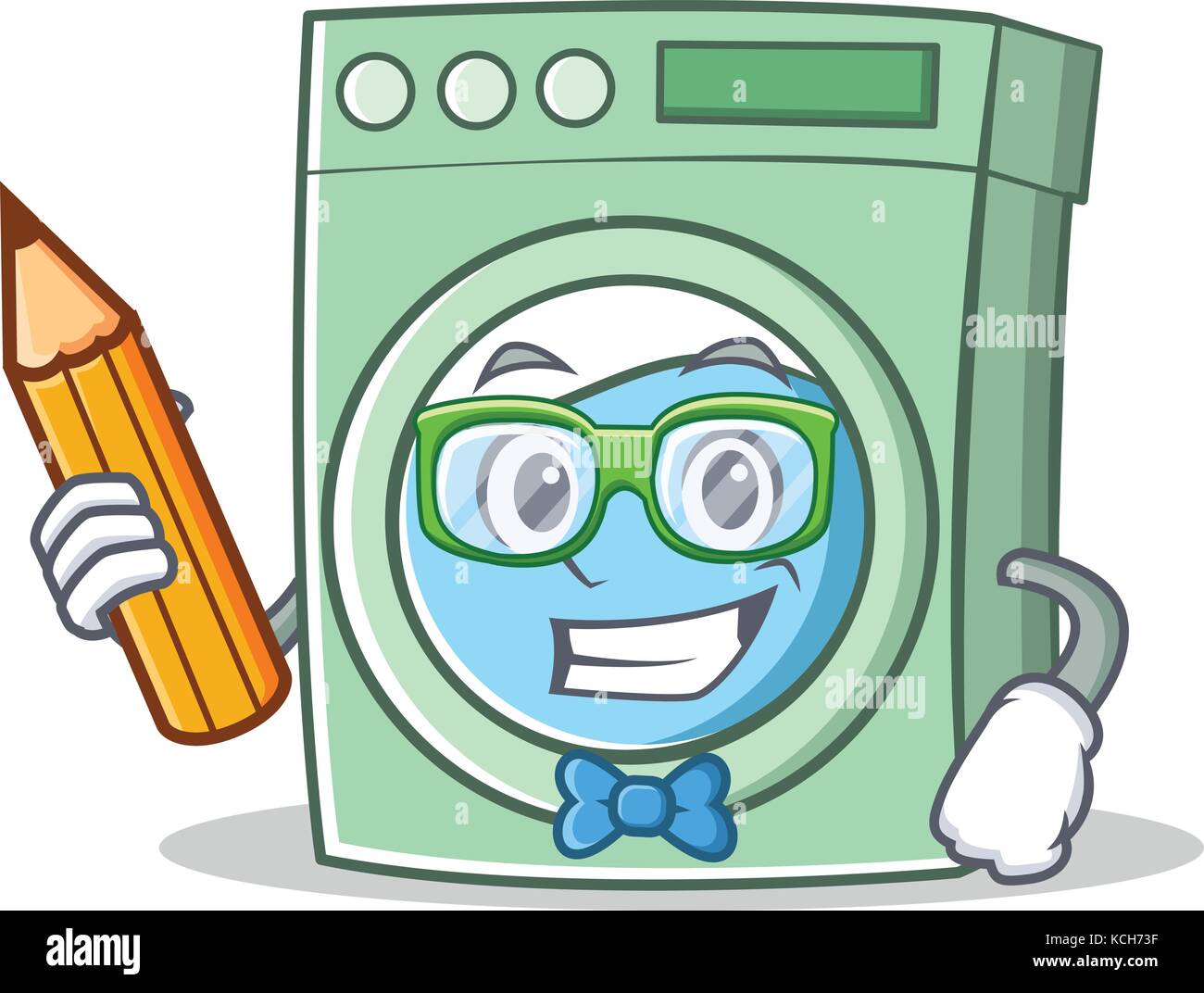 Student with pencil washing machine character cartoon Stock Vector ...