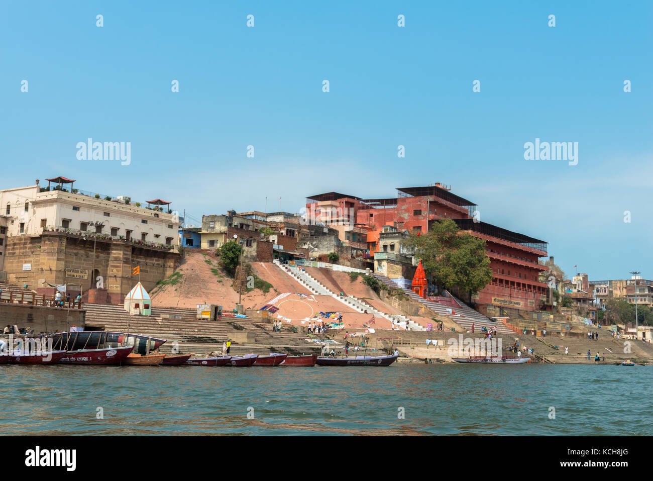 VARANASI, INDIA - MARCH 14, 2016: Wide angle picture of the beautiful ...