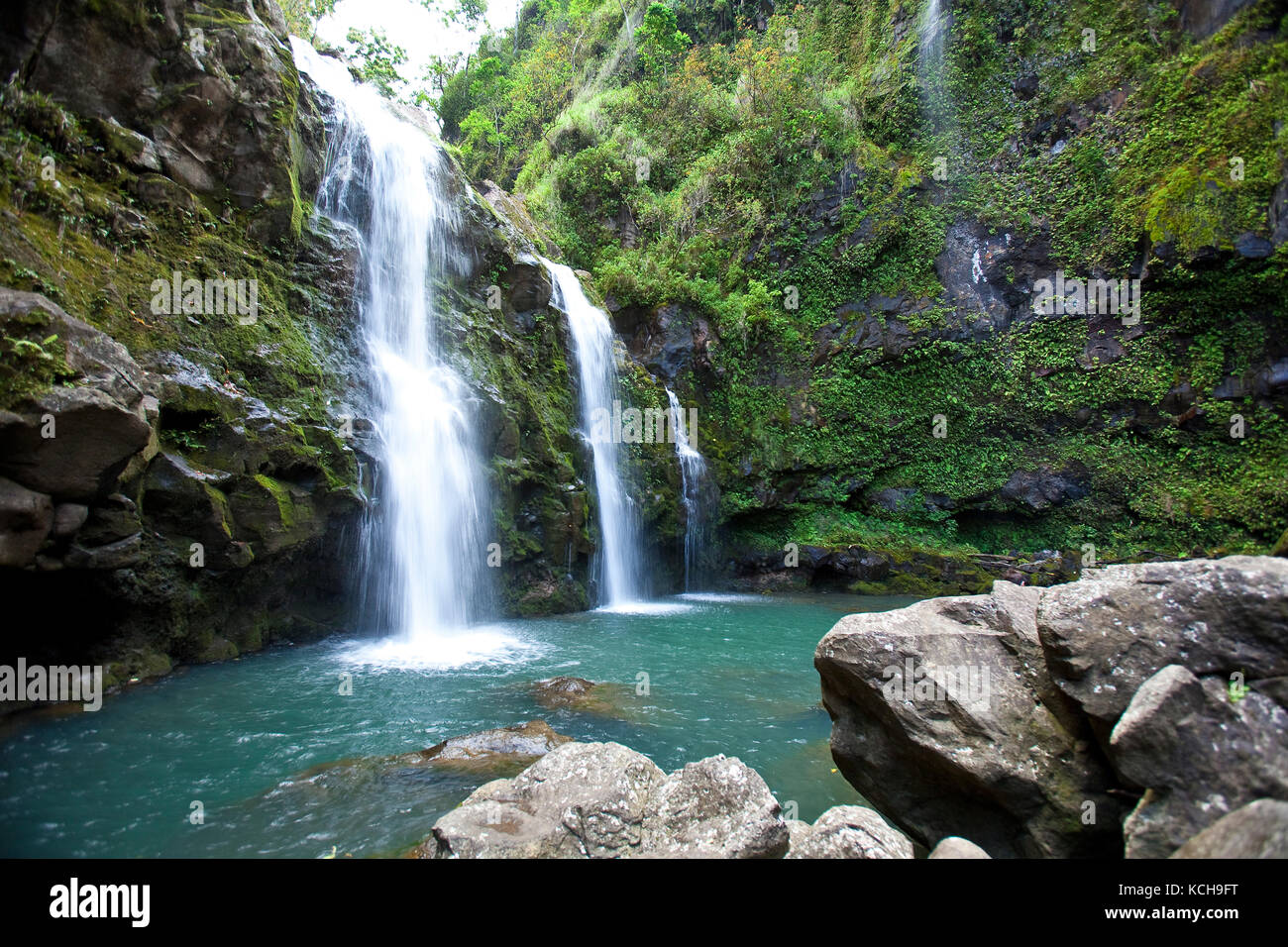 Waikani Falls (three bears falls), Maui, Hawaii Stock Photo - Alamy