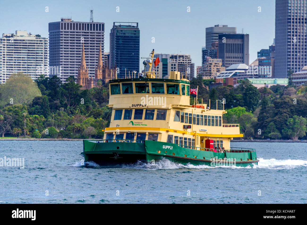A Sydney ferry steamed across Sydney Harbour in New South Wales ...