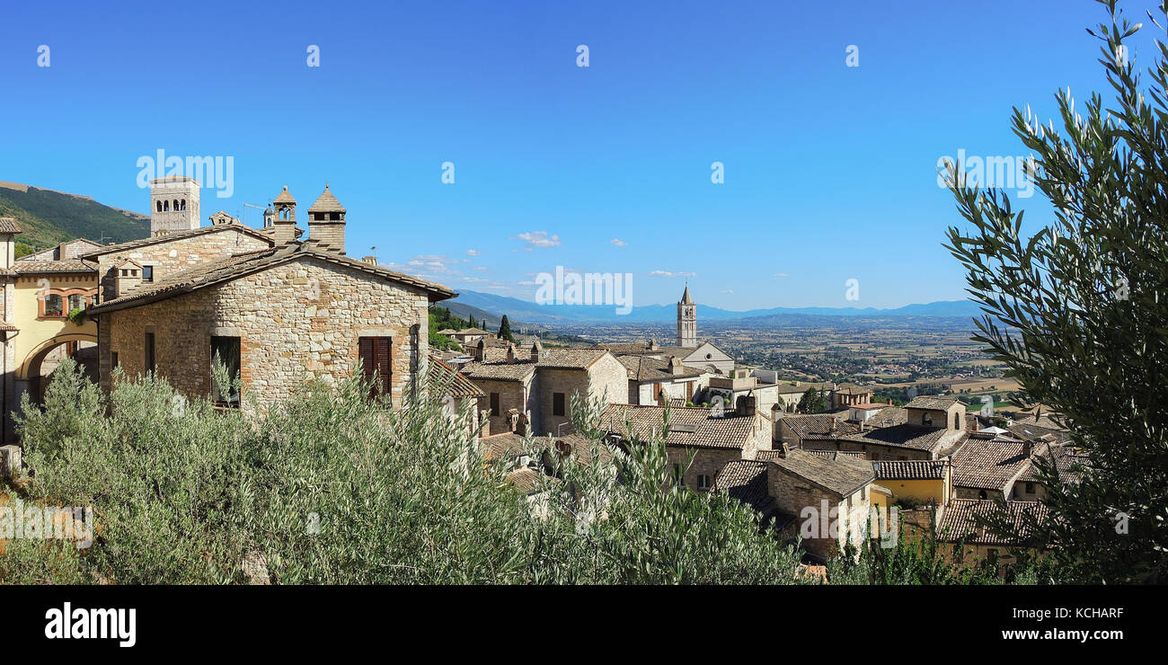 Assisi, Italy, a Unesco world heritage. Historical buildings and houses ...