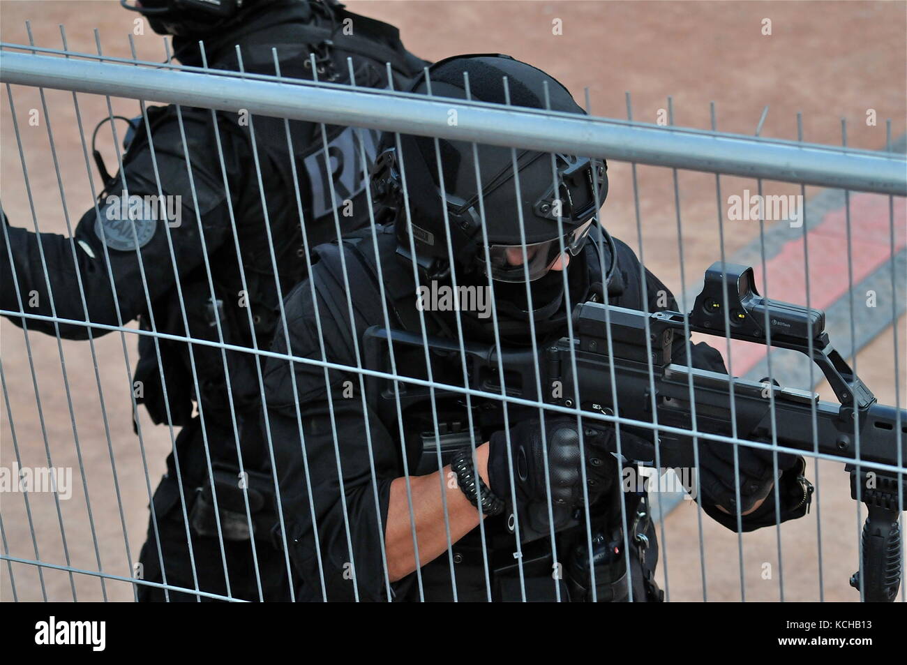 RAID special police officers attend a drill held to prevent terror ...