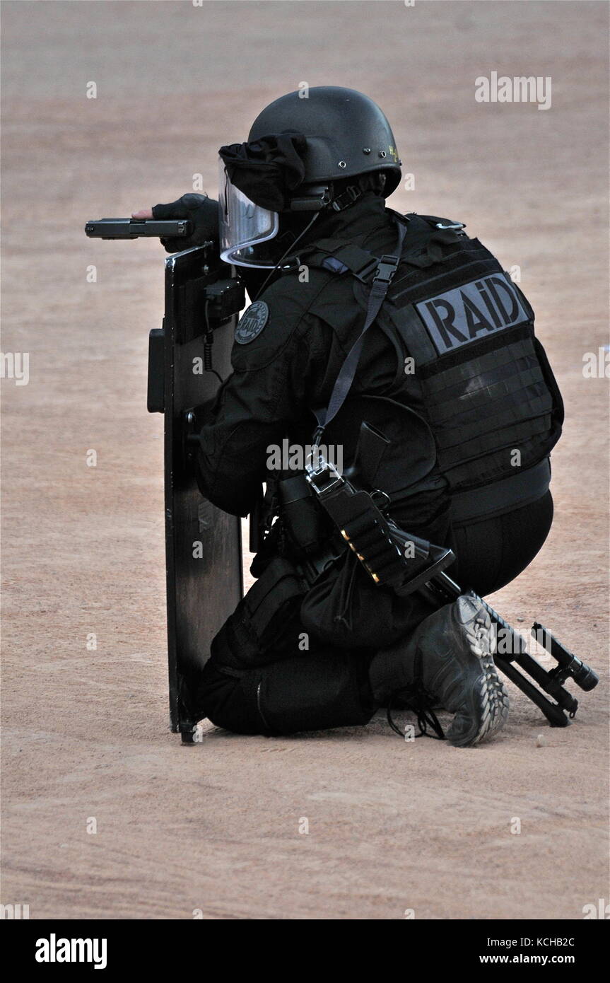 RAID special police officers attend a drill held to prevent terror ...
