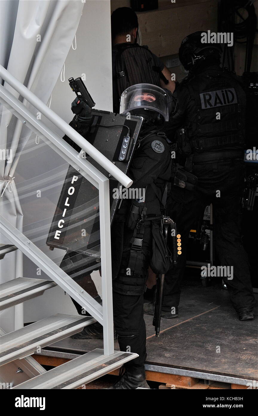RAID special police officers attend a drill held to prevent terror ...