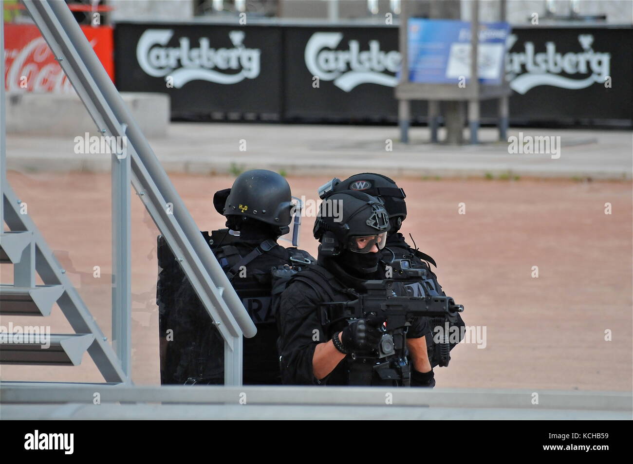 RAID special police officers attend a drill held to prevent terror ...