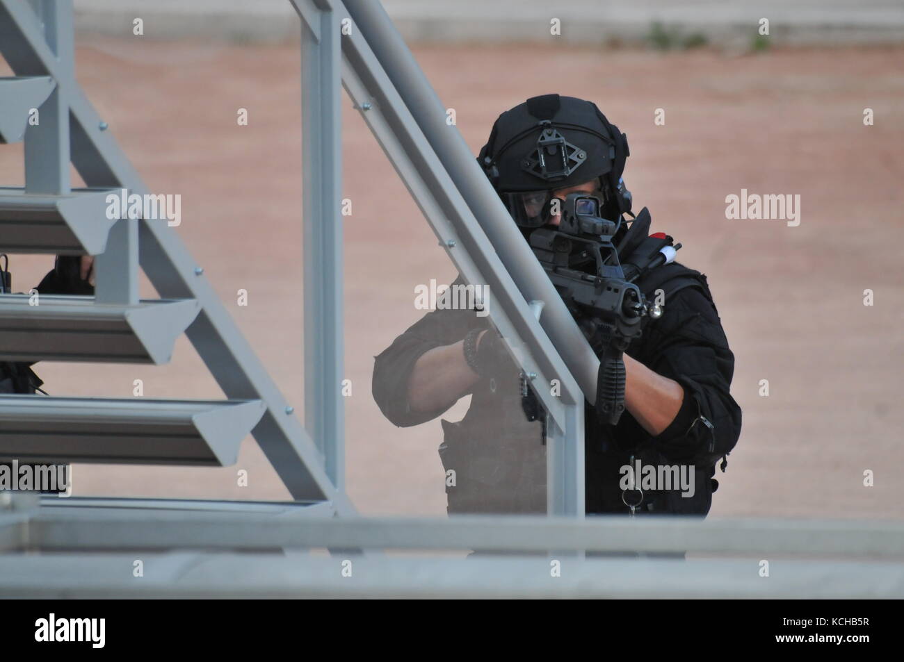 RAID special police officers attend a drill held to prevent terror ...