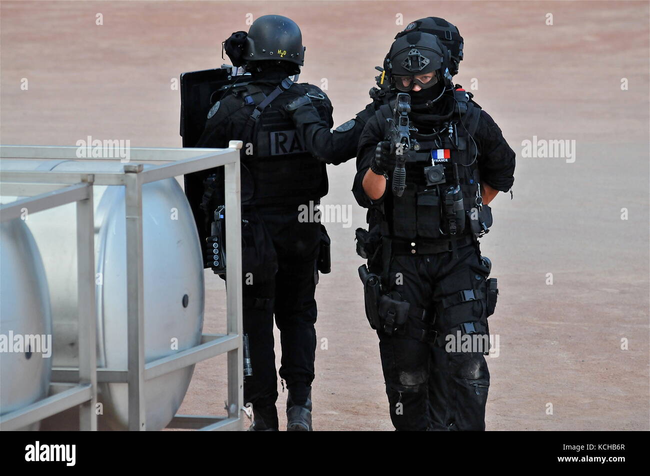 RAID special police officers attend a drill held to prevent terror ...