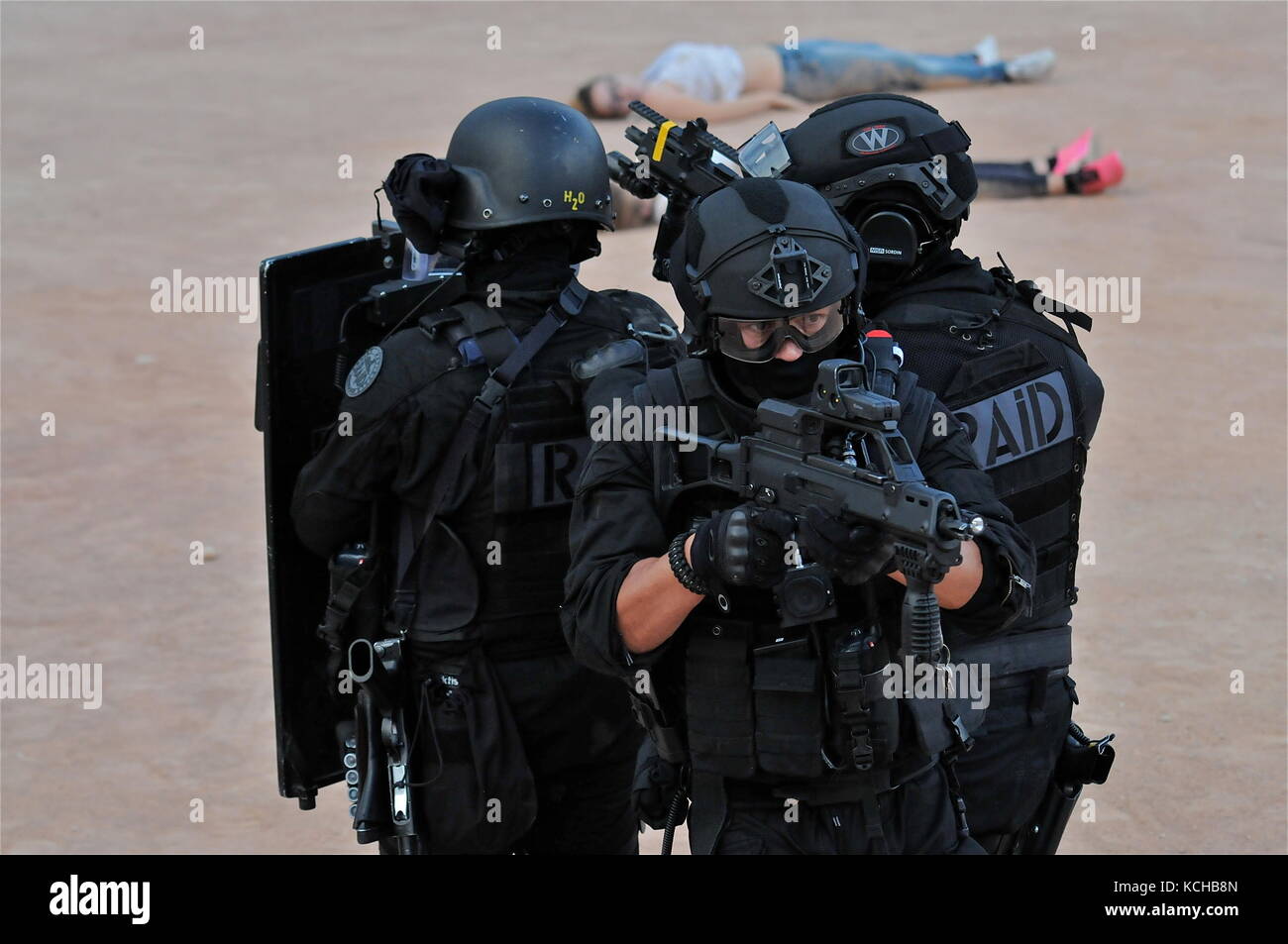 RAID special police officers attend a drill held to prevent terror ...