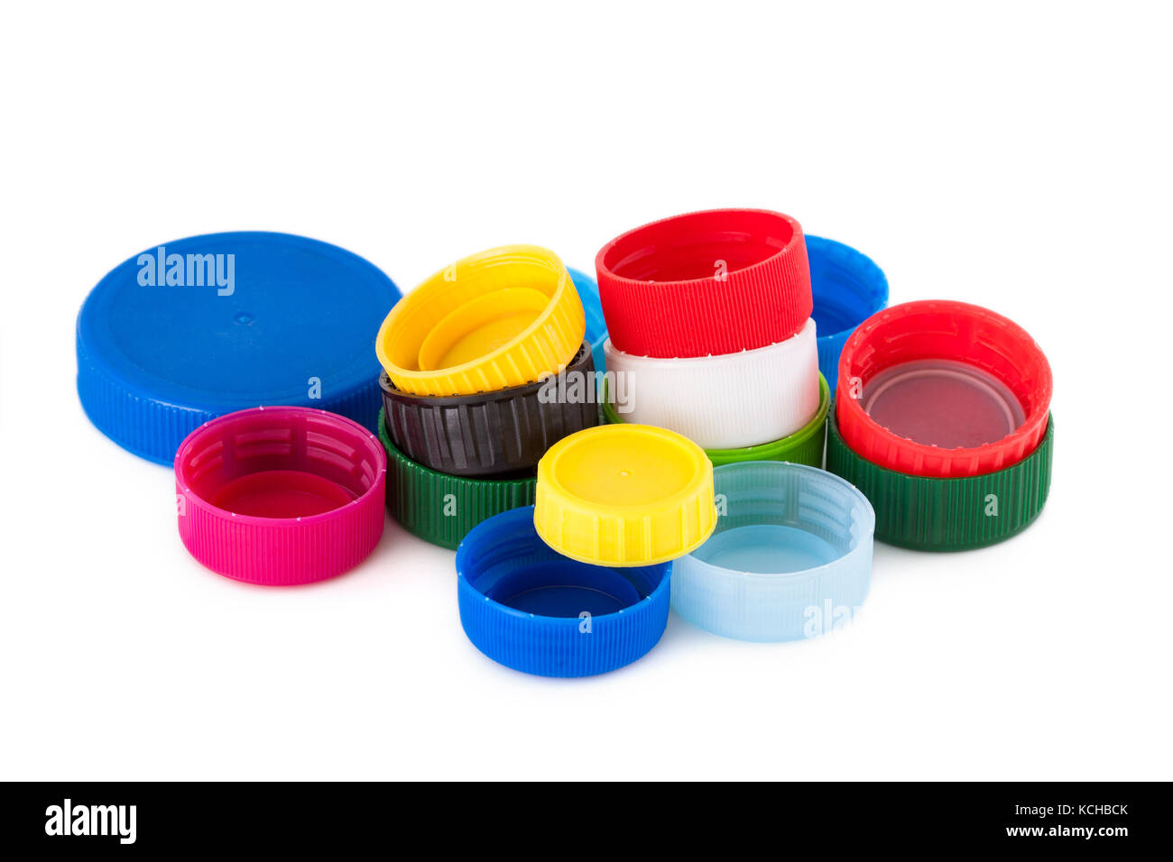 Few colored plastic bottle cap isolated on white background Stock Photo ...