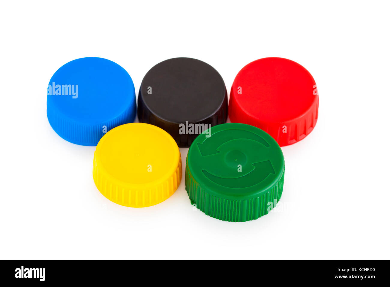 Five colored plastic bottle cap isolated on white background Stock ...