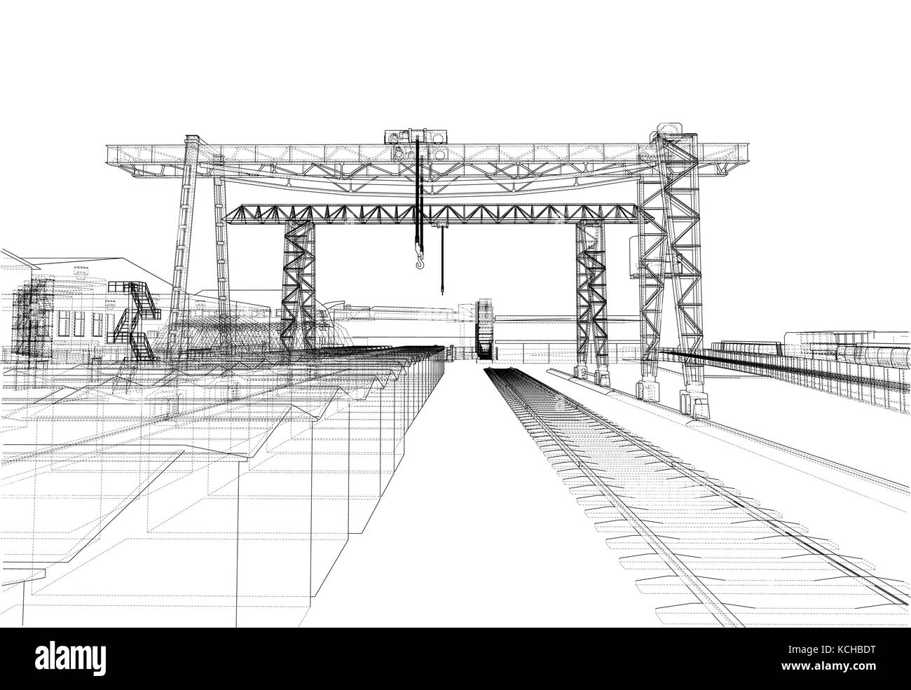 Industrial zone with buildings and cranes Stock Vector Image & Art - Alamy