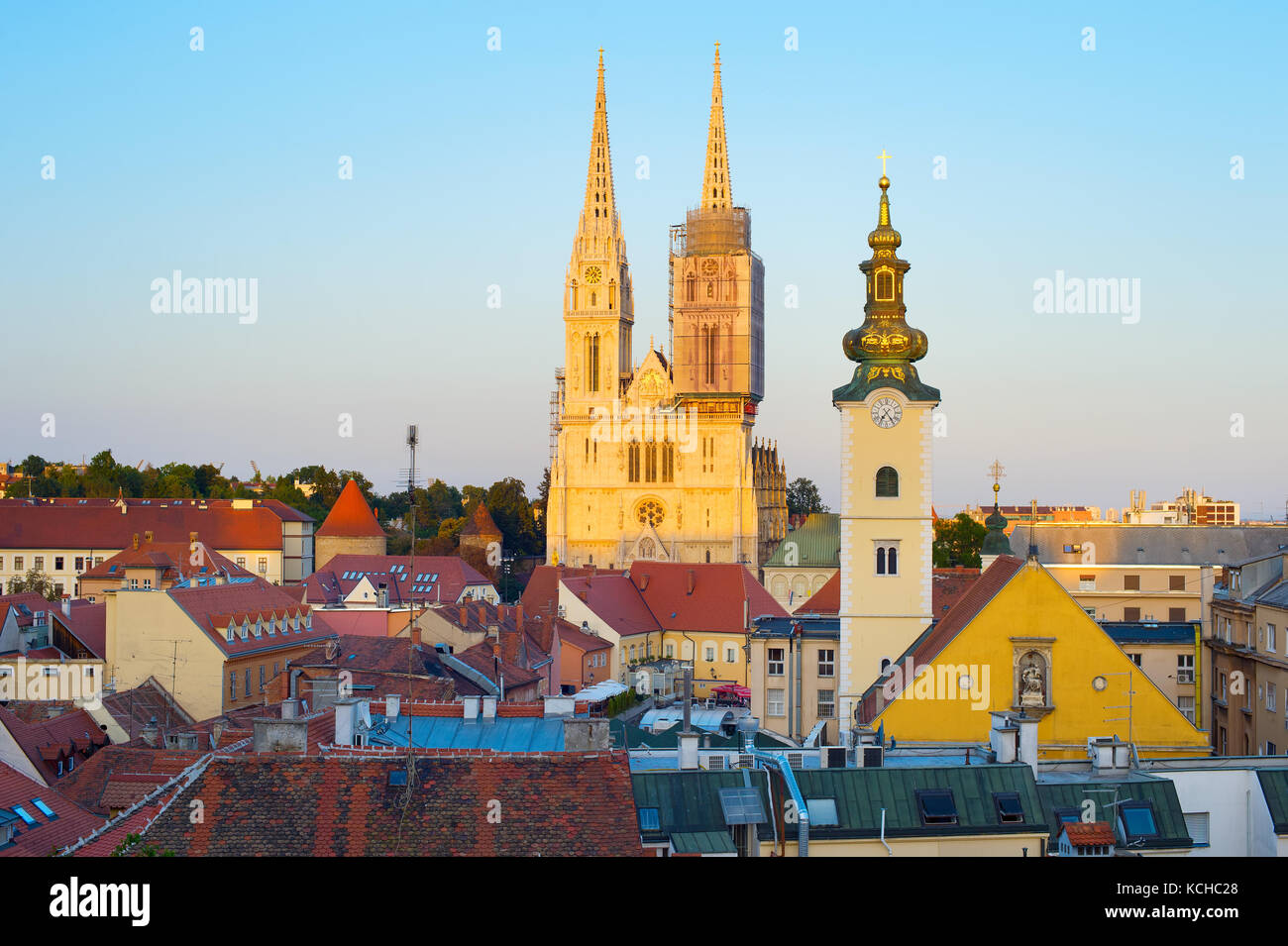 View of Zagreb Cathedral at sunset. Zagreb, Croatia Stock Photo - Alamy
