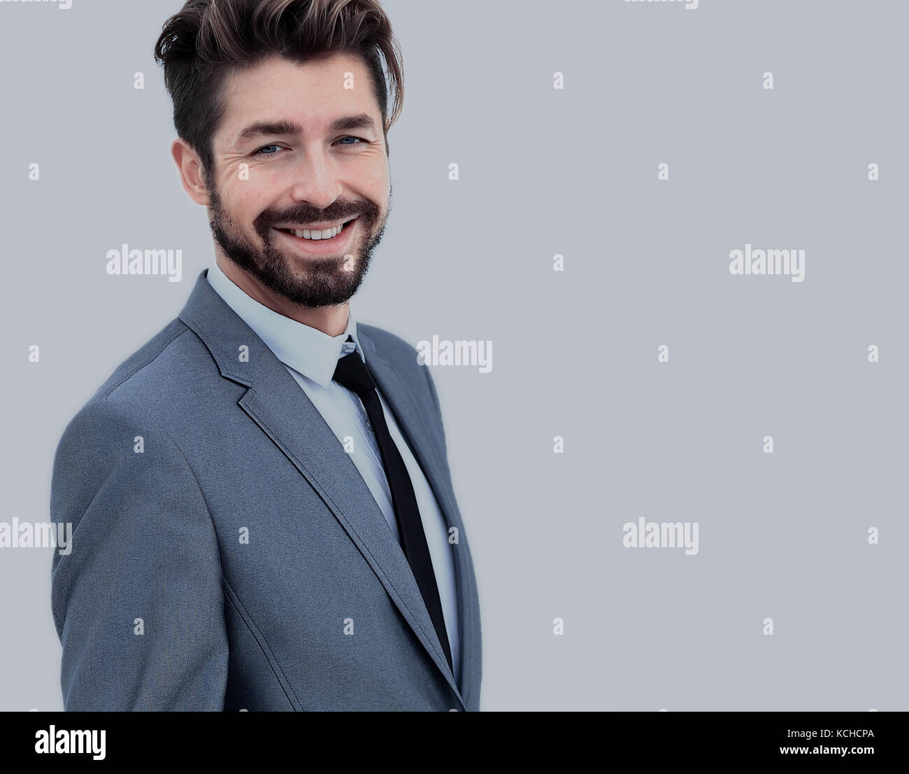 portrait of happy smiling business man, isolated on white background ...