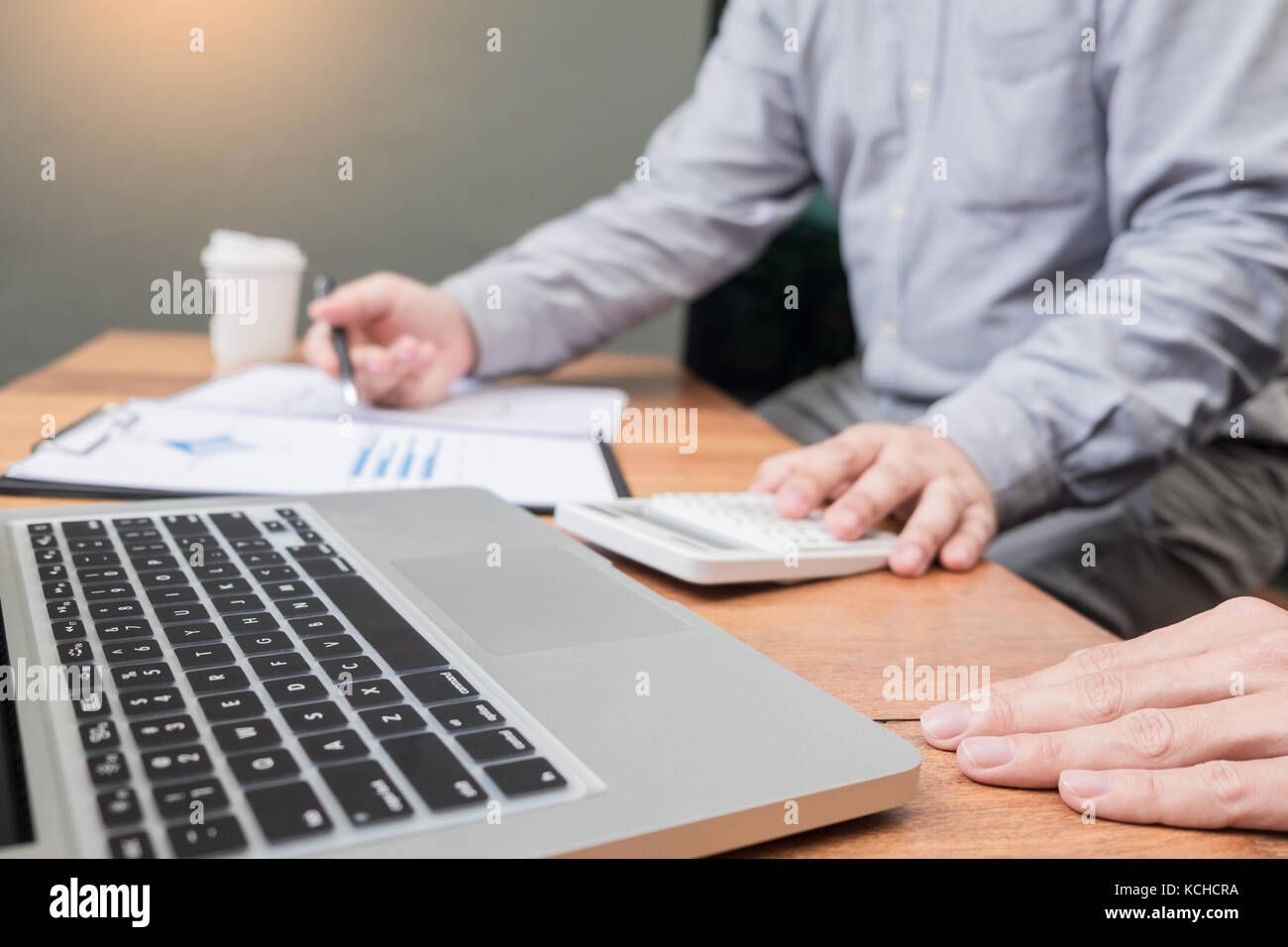 Administrator business man financial inspector and secretary making report, calculating or ...