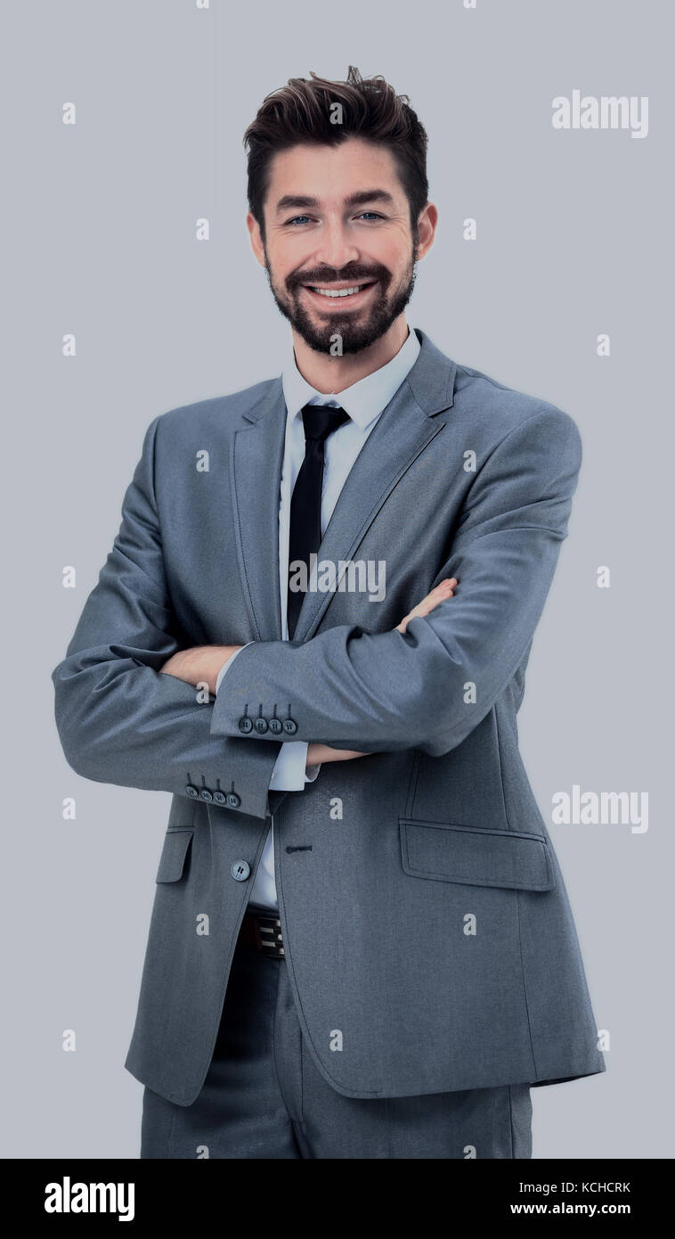 portrait of happy smiling business man, isolated on white background ...